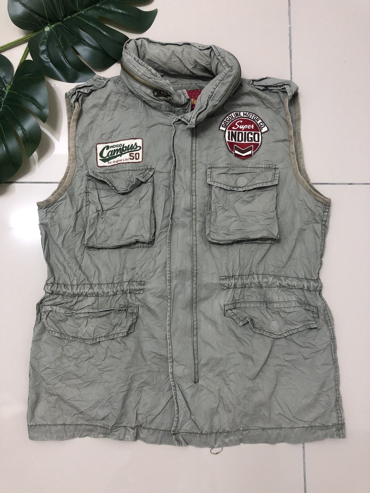 Indigo × Japanese Brand Vintage Super Indigo Bank Towing vest with ...
