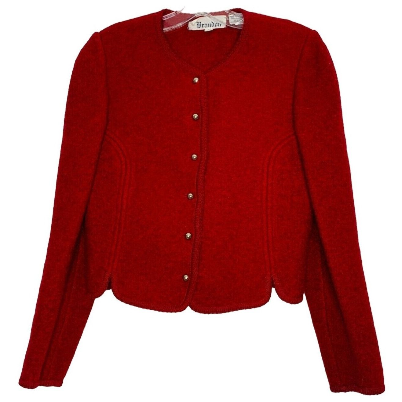Vintage vintage Brandon wool blazer boiled jacket cropped red 1970s ...