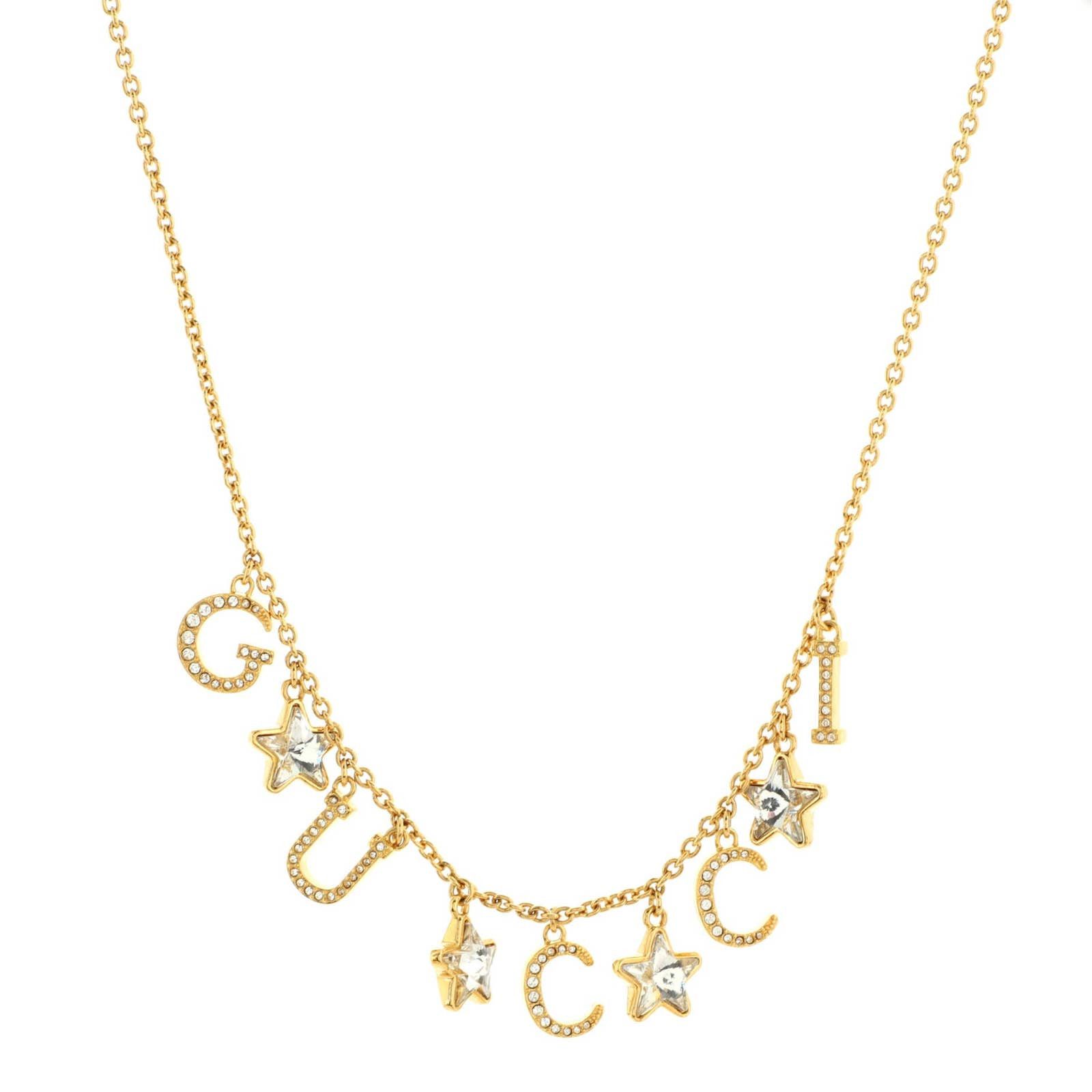 Gucci Script Logo Star Necklace Metal with Crystal | Grailed