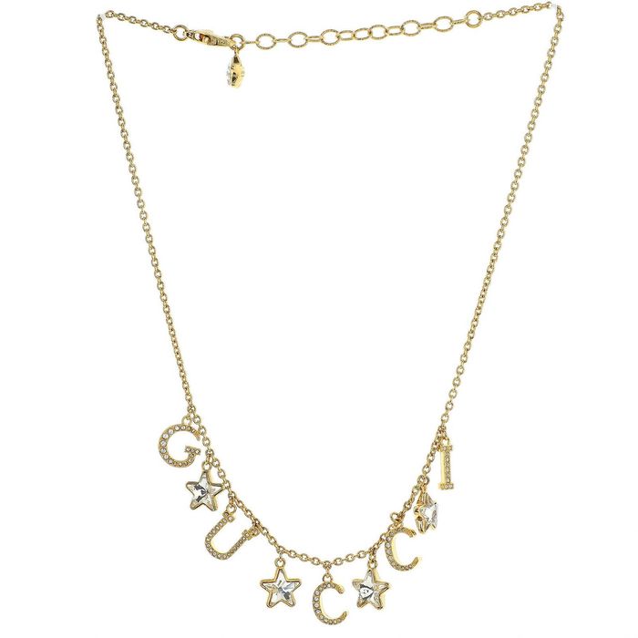 Gucci Script Logo Star Necklace Metal with Crystal | Grailed