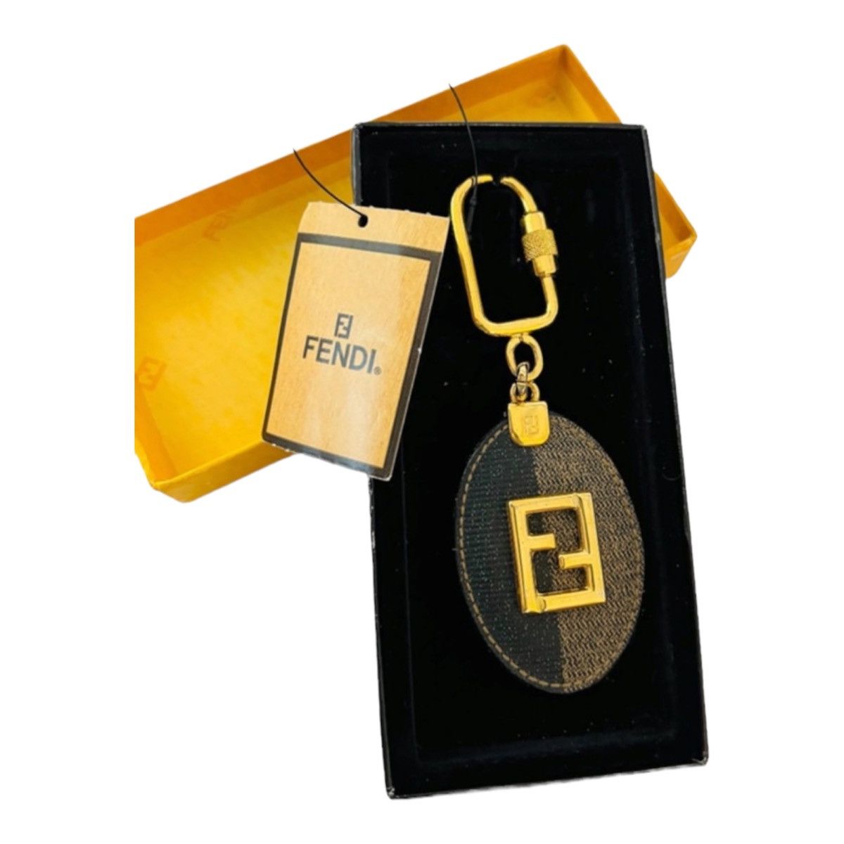 Fendi Fendi key fob leather gold logo Authentic 5” | Grailed