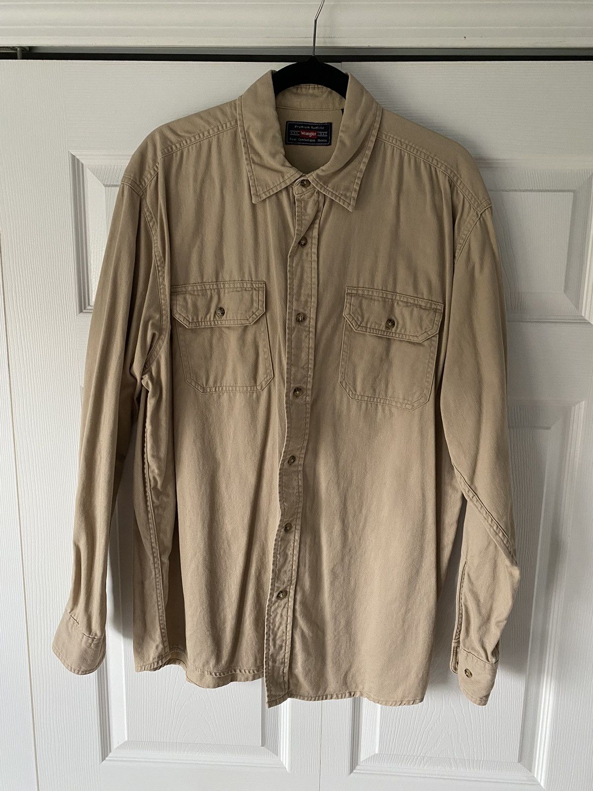 Vintage × Wrangler Vintage Wrangler Tan Work Shirt | Grailed