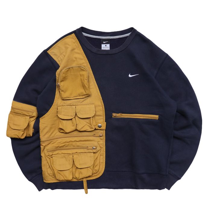 Nike Reworked Nike Tactical Crewneck Navy Mustard | Grailed