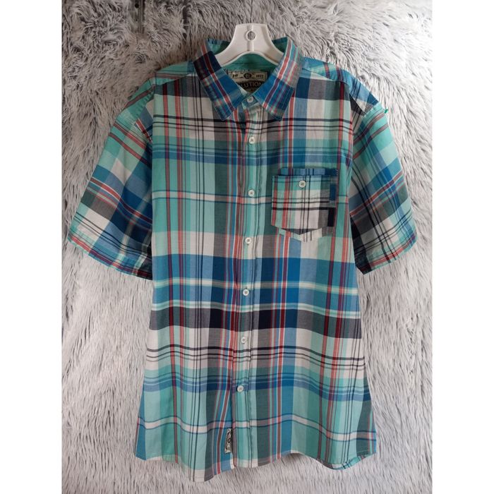 Rich Evolution Evolution In Design Shirt Mens XL Teel Plaid Modern ...