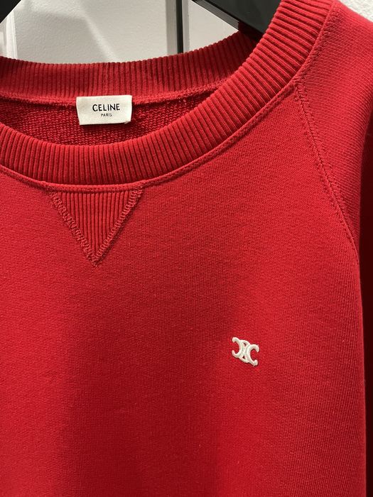 Celine CELINE Triomphe Embroidered Sweatshirt in Red | Grailed