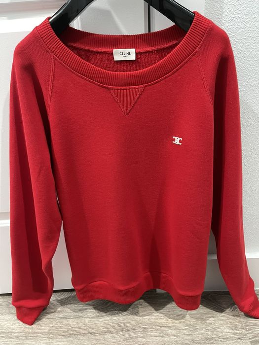 Celine CELINE Triomphe Embroidered Sweatshirt in Red | Grailed