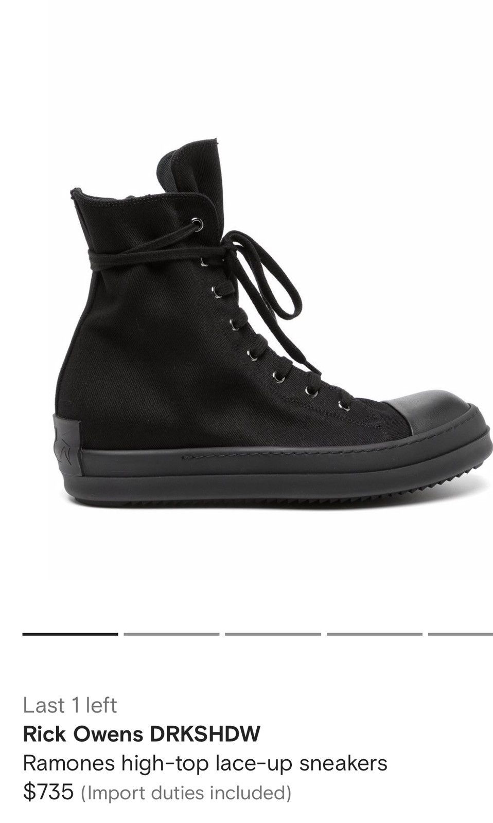 Rick Owens Rick Owens ss21 Triple Black Ramones | Grailed