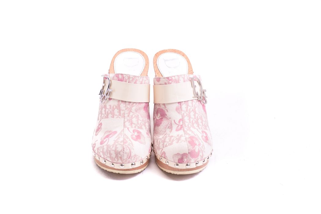 Dior Dior Pink Monogram Wooden Clog Heels | Grailed