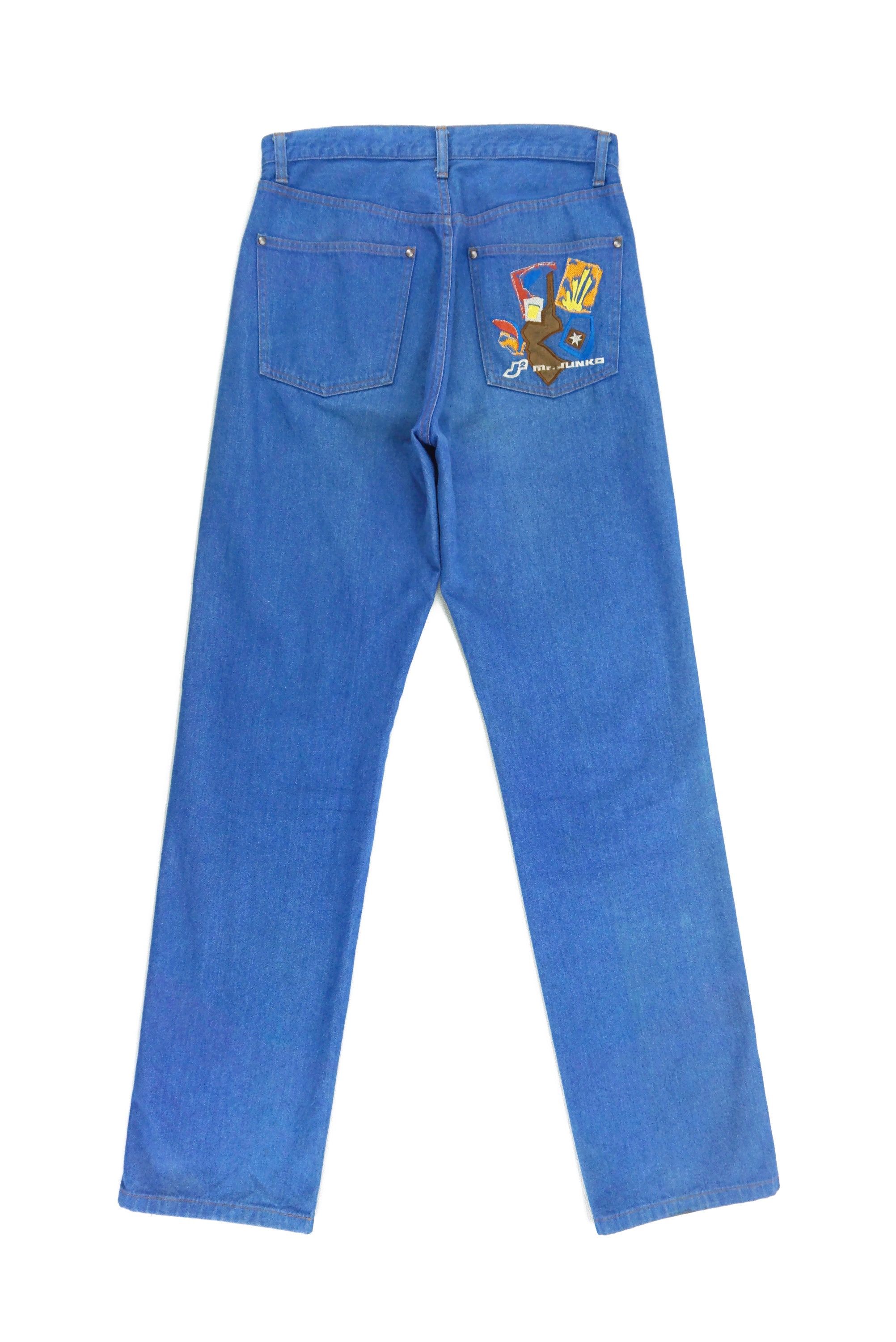 Distressed Denim Junko Koshino Mr Junko Embroidered Logo Embellished ...