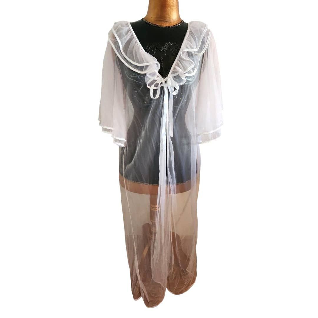 Vintage Vintage Inner Most Sheer Pink Robe Ruffle Front Size XL EUC ...