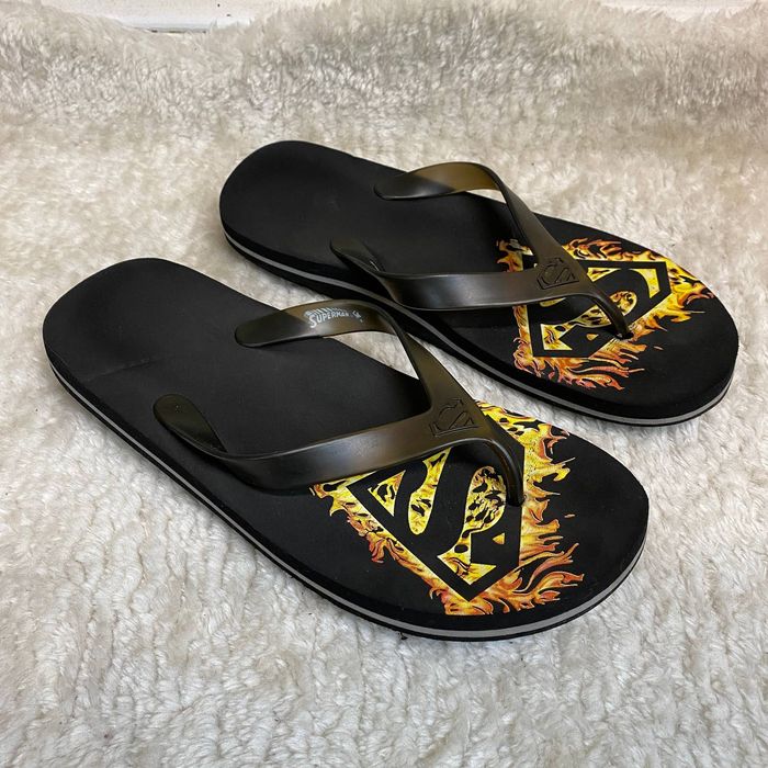 Dc DC Comics Superman Black Logo Flip Flop Sandals Size 9 | Grailed