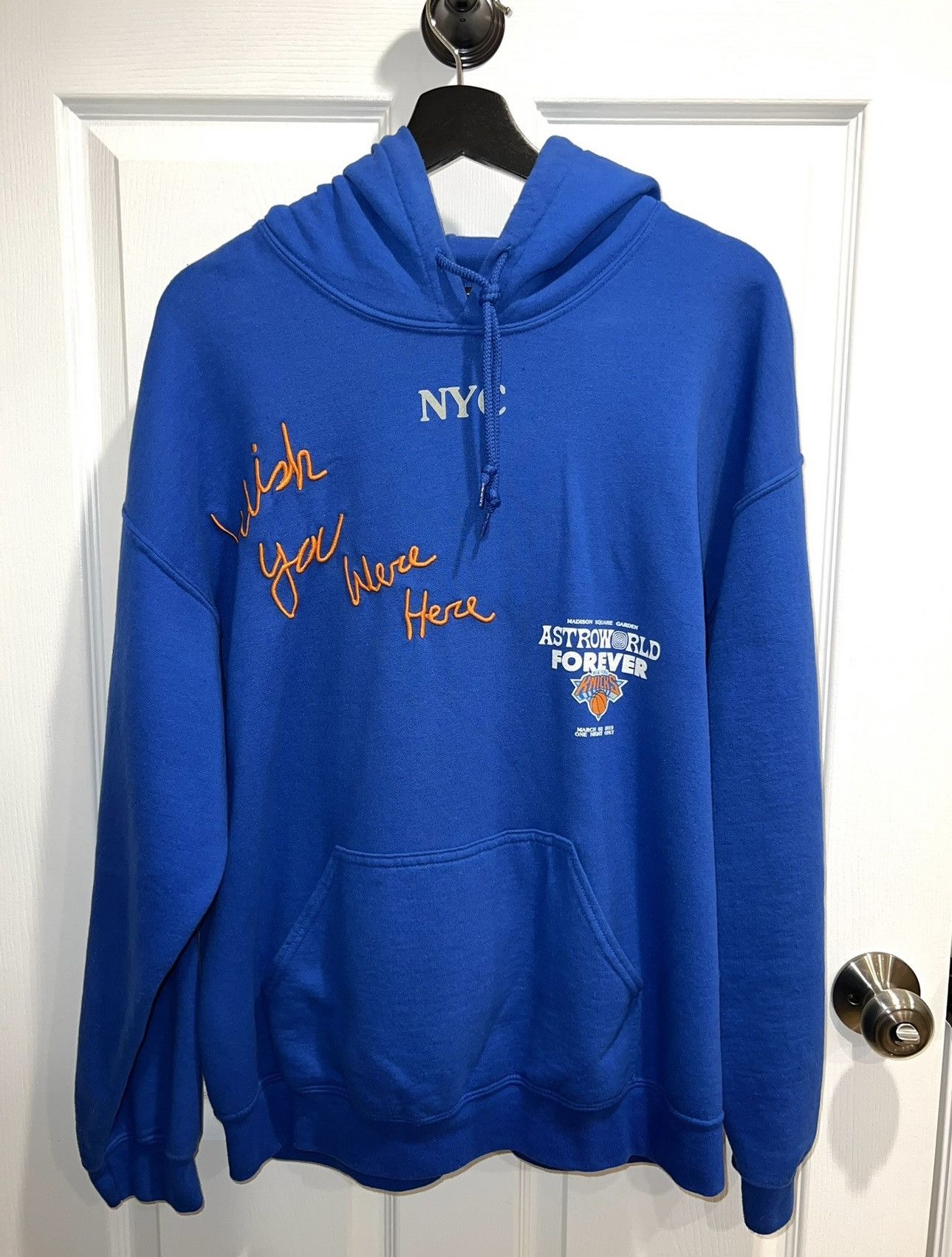 Travis Scott RARE ASTROWORLD MSG X NY Knicks Blue Hoodie | Grailed