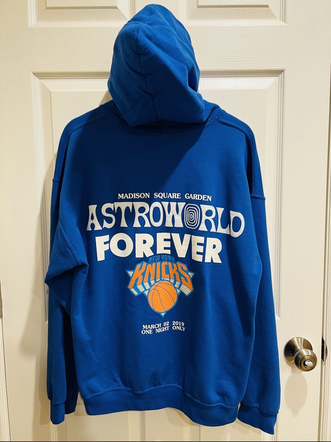 Travis Scott RARE ASTROWORLD MSG X NY Knicks Blue Hoodie | Grailed