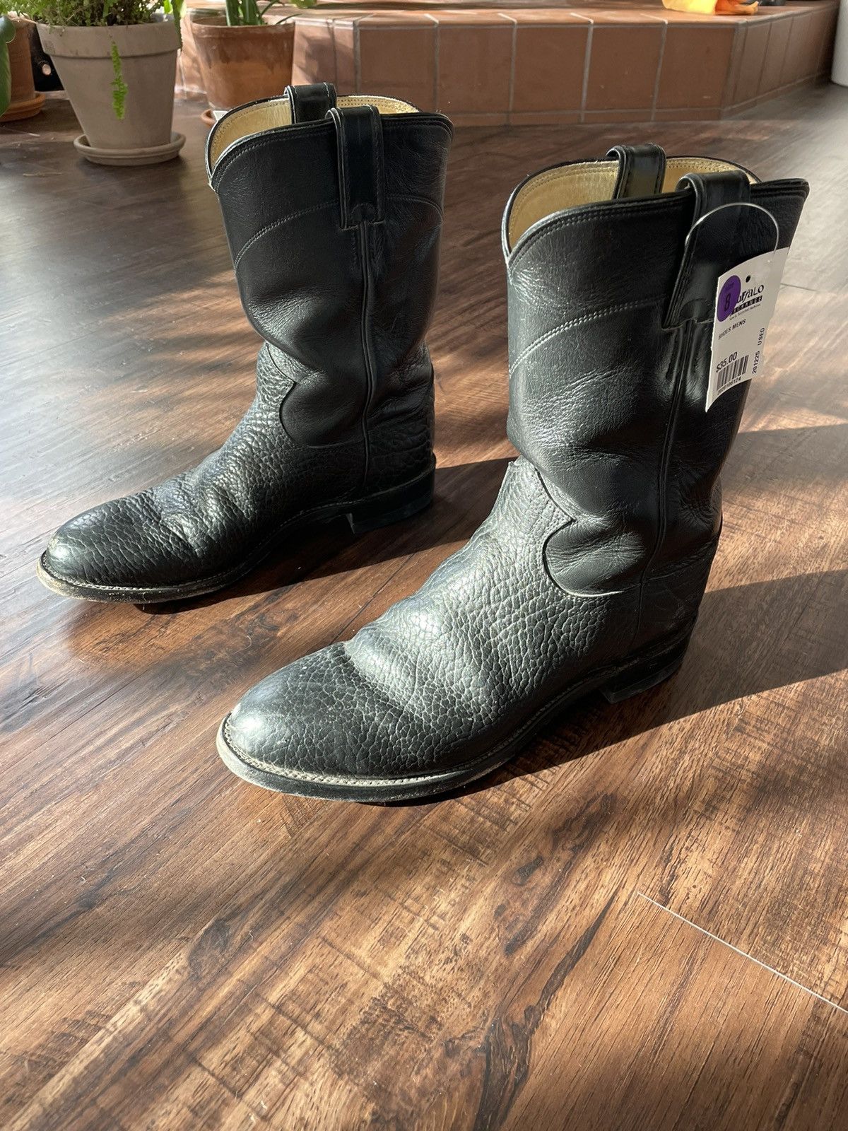 Justin Boots Black Leather Cowboy Boots | Grailed
