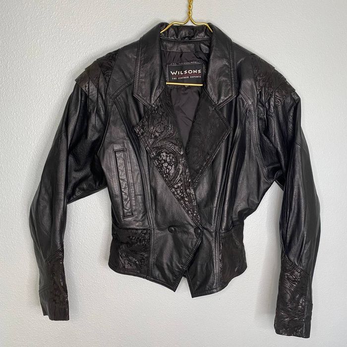 Vintage Wilson's Leather Jacket 80s Vintage Black Biker Moto Jacket ...