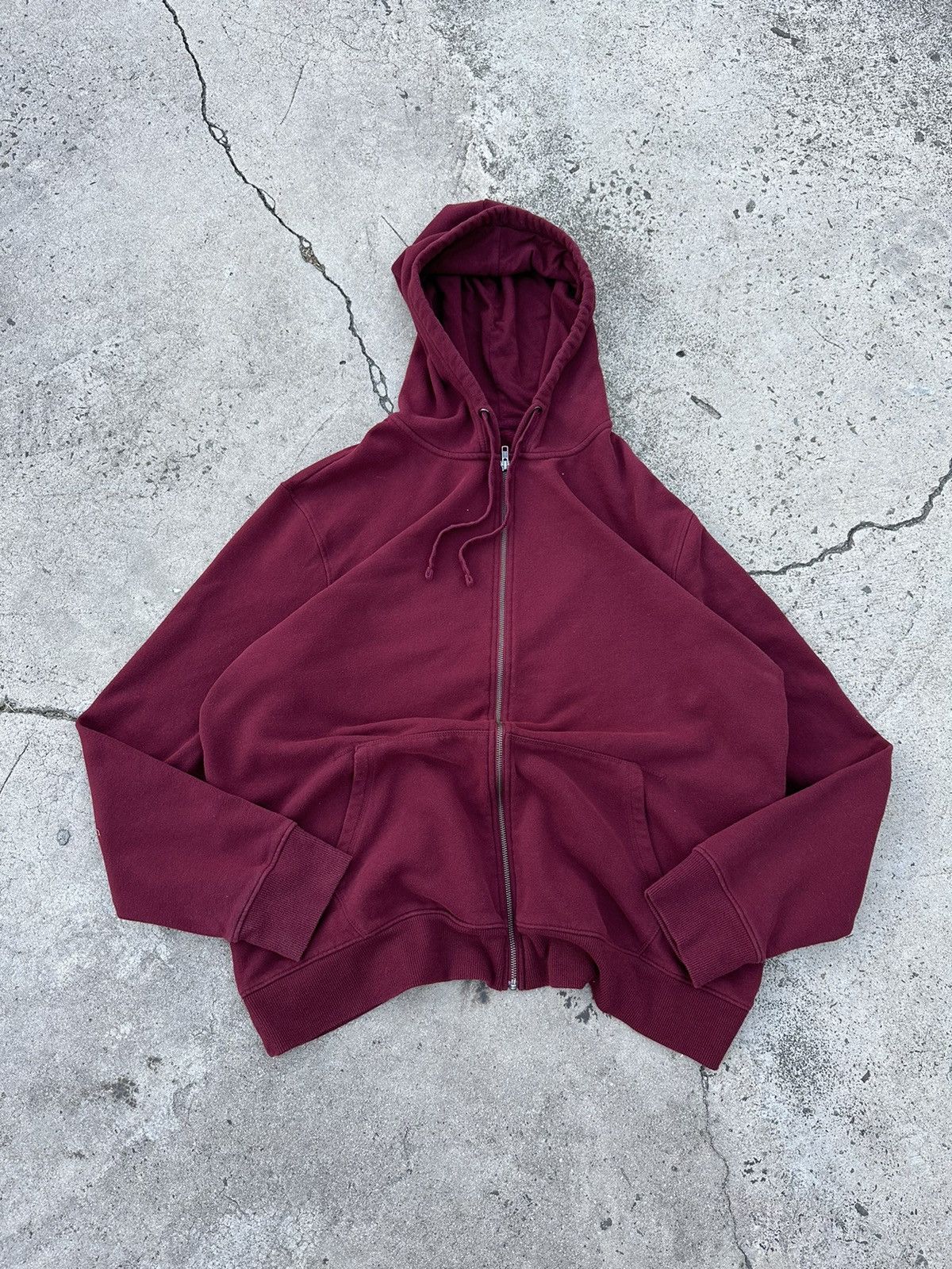 Vintage 2000s Vintage Dark Red Blank Boxy Hoodie Russell Style Y2K ...