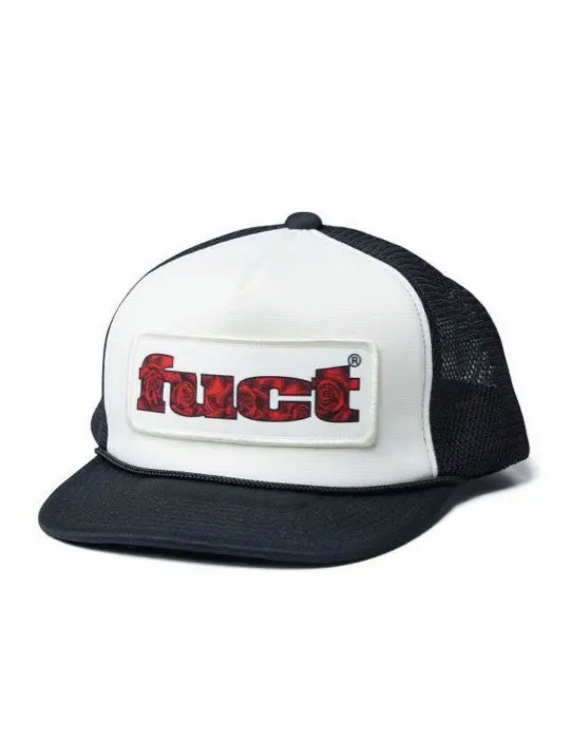 Fuct FUCT ROSE FILL LOGO MESH SNAPBACK BLACK/WHITE | Grailed