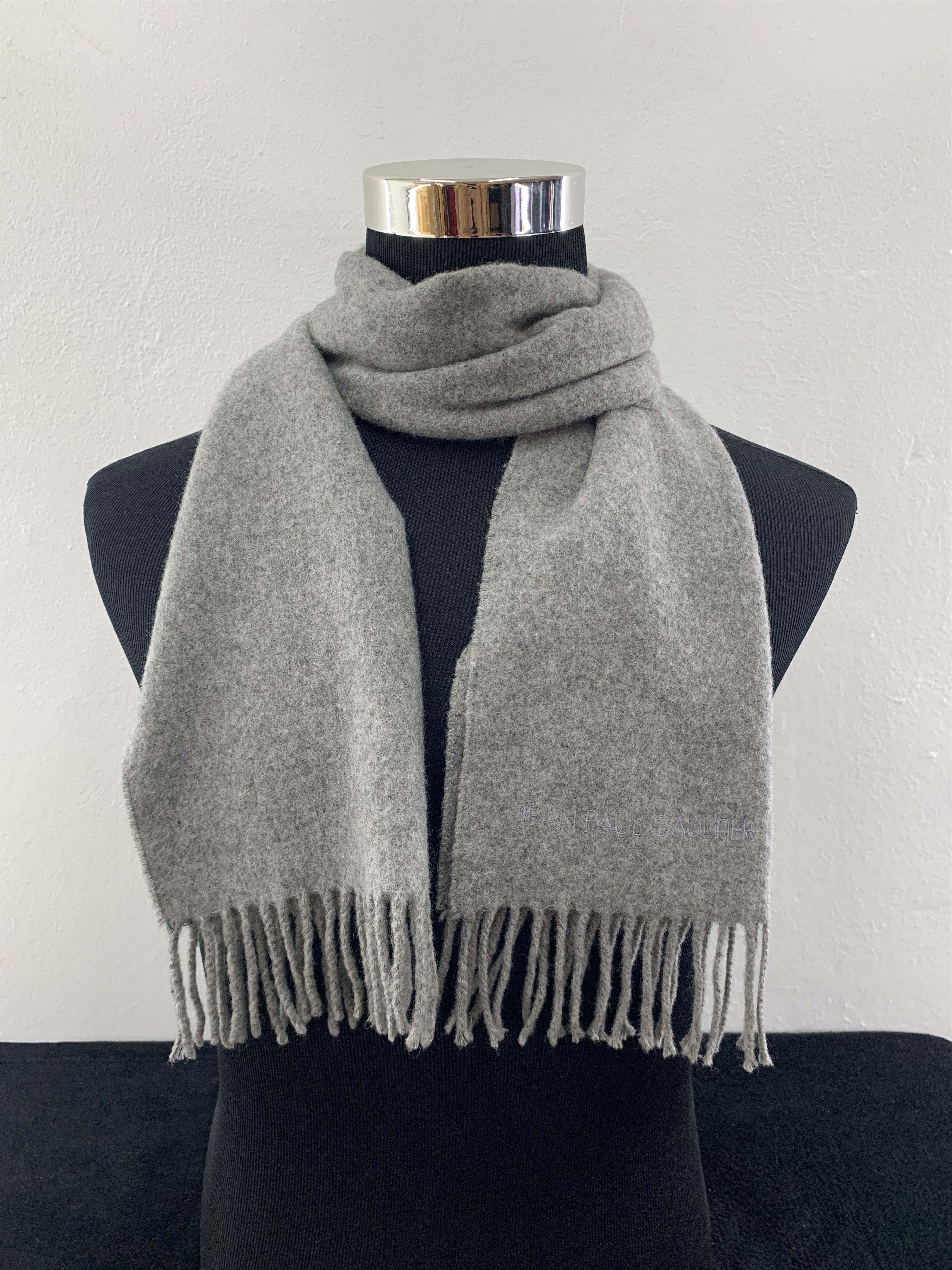 Vintage Jean Paul Gaultier Scarf Wool Grey Muffler Scarves - S027 | Grailed