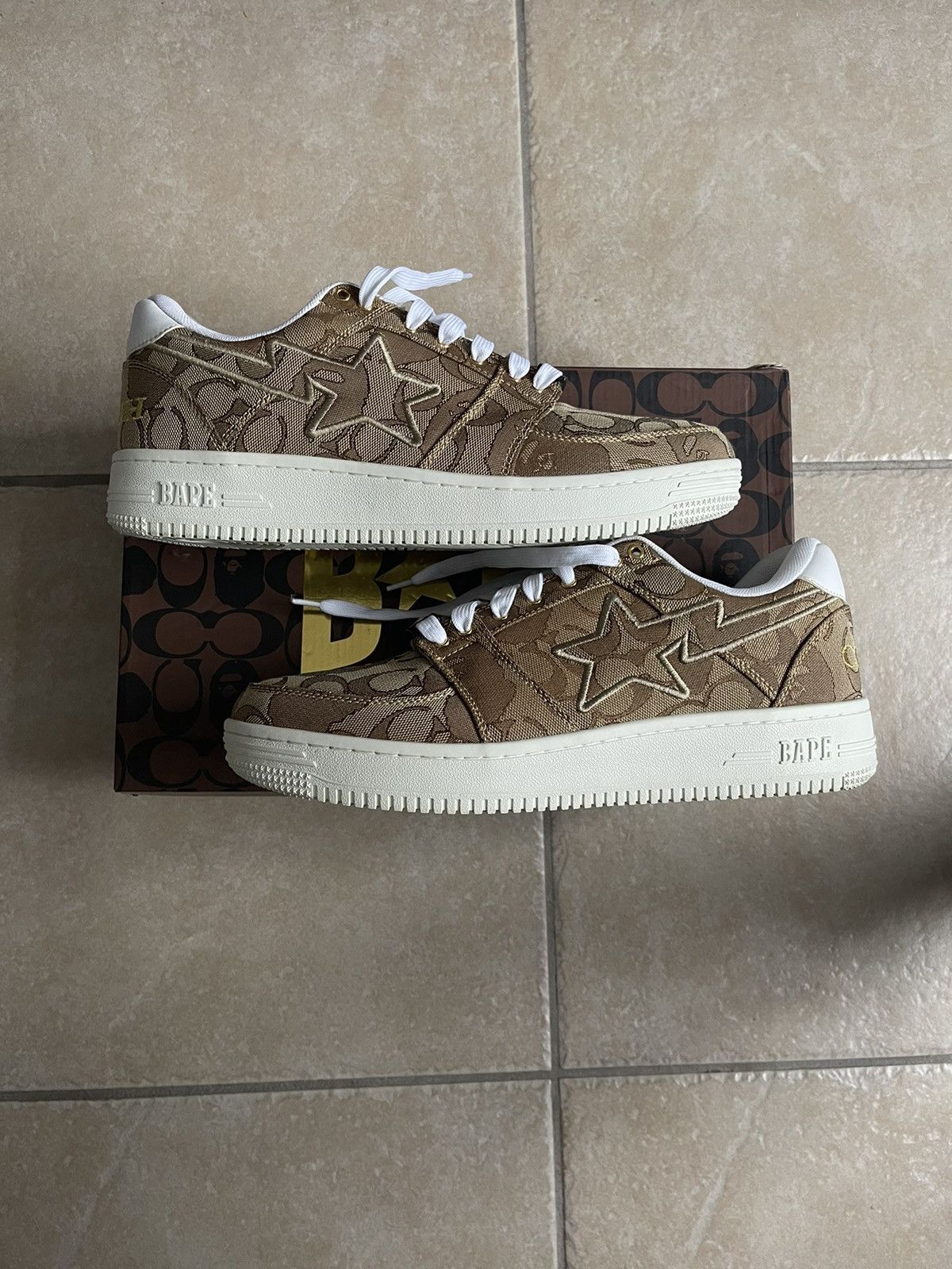 Bape Bapesta X Coach Jacquard ‘Tan’ | Grailed