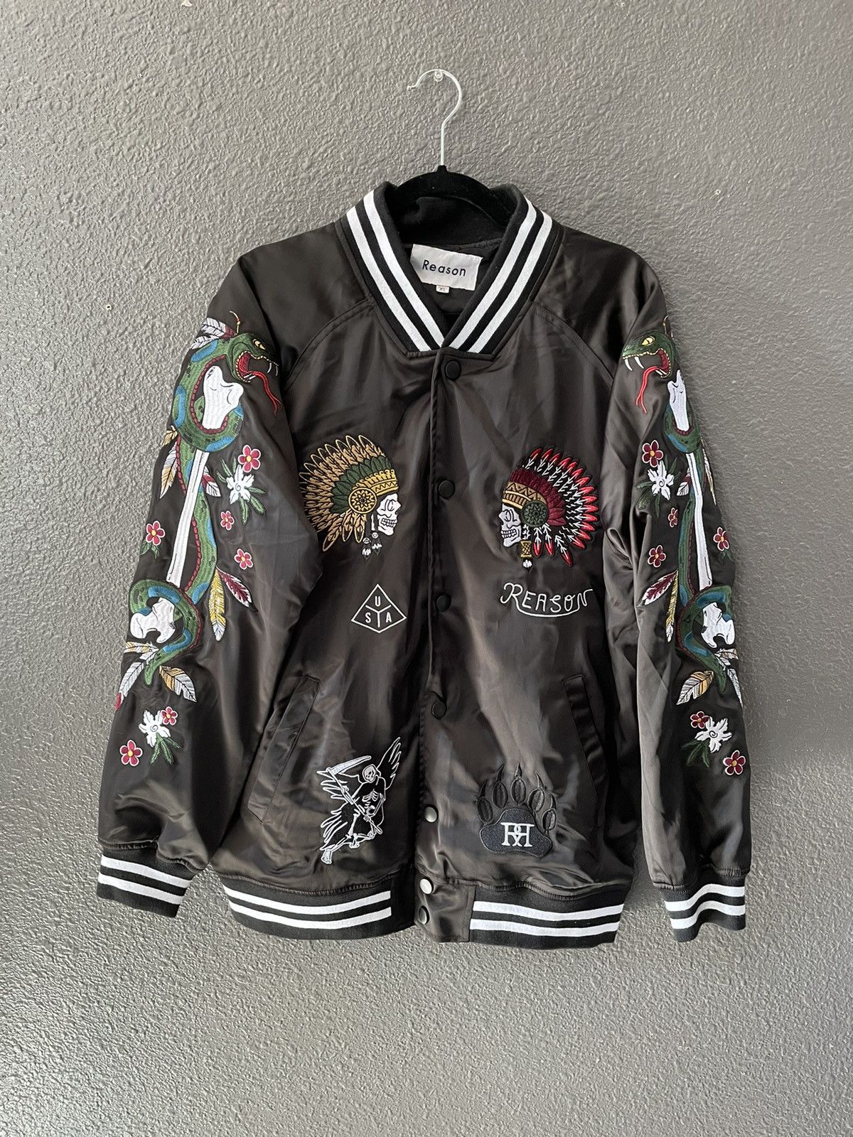 Other × Reason × Streetwear REASON SKULL KING BOMBER JACKET | Grailed