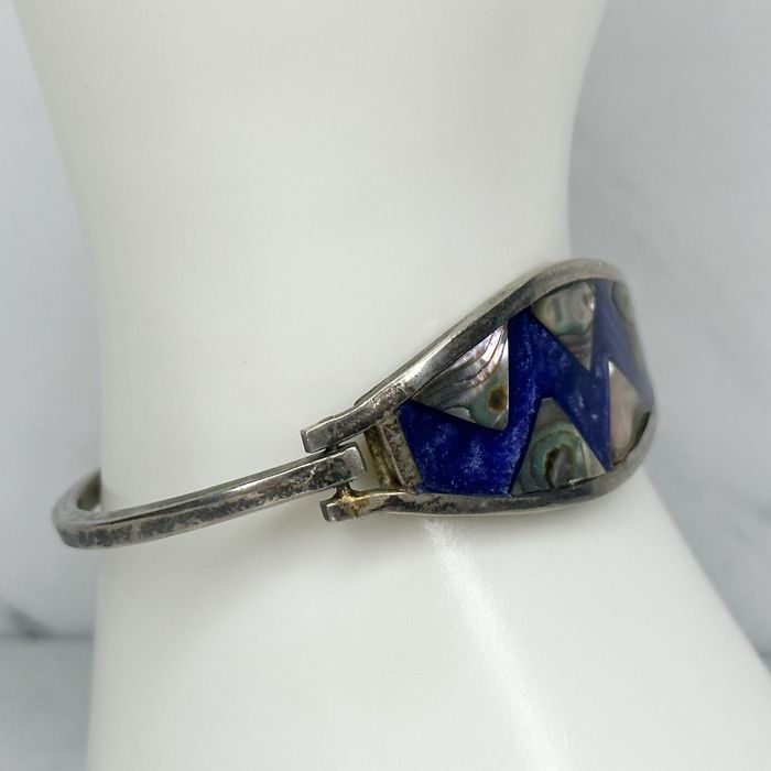 Vintage Alpaca Mexico Silver Tone Abalone Shell Inlay Bracelet | Grailed