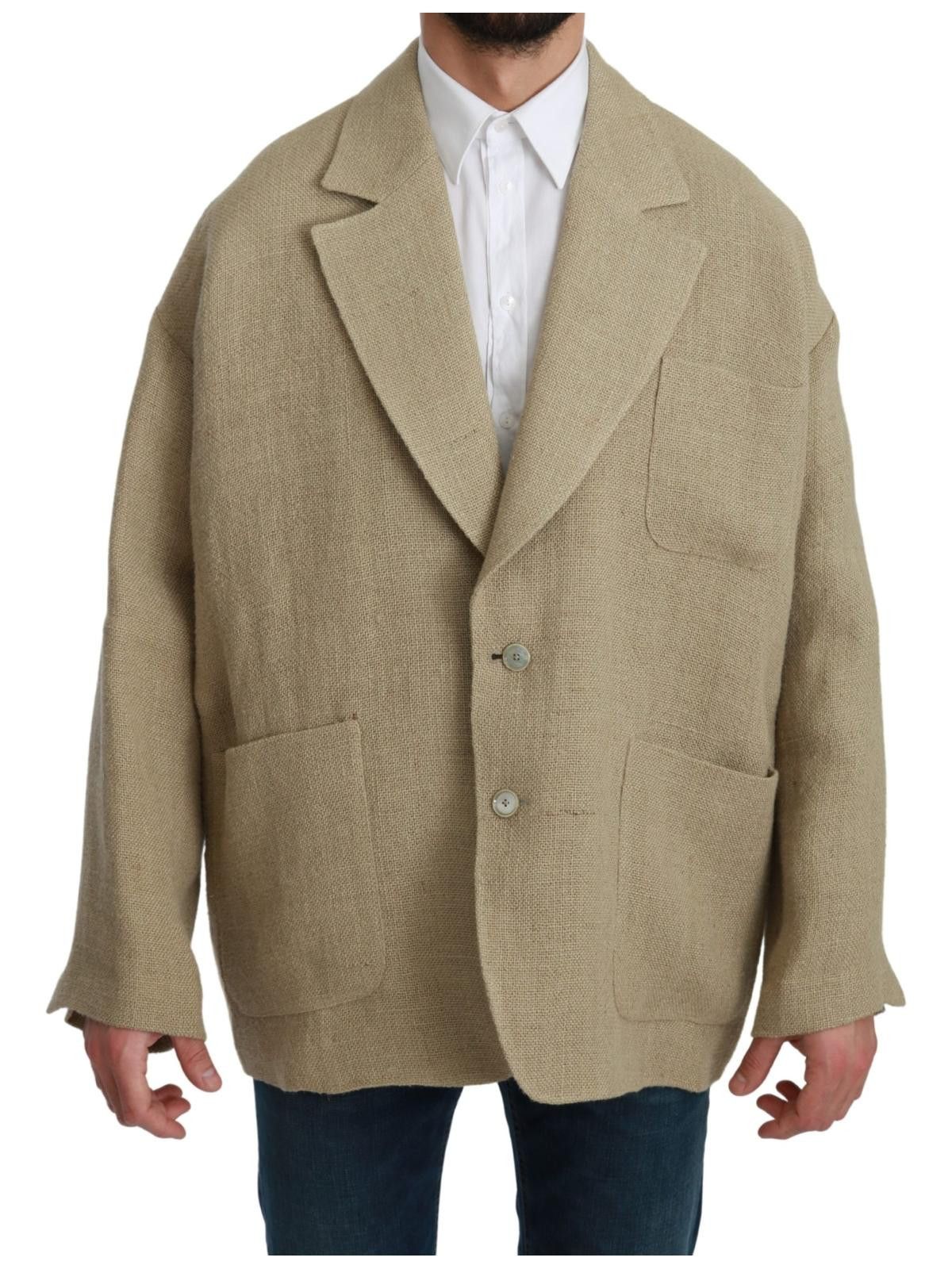 Dolce & Gabbana Beige Jacket Coat 100% Jute Blazer Coat | Grailed