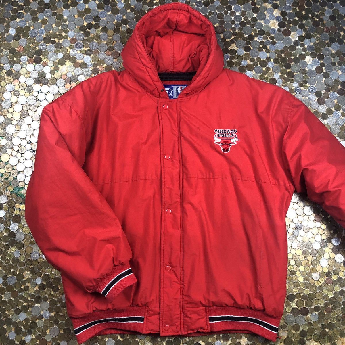 Vintage Starter Vintage Chicago Bulls NBA puffer bomber jacket | Grailed