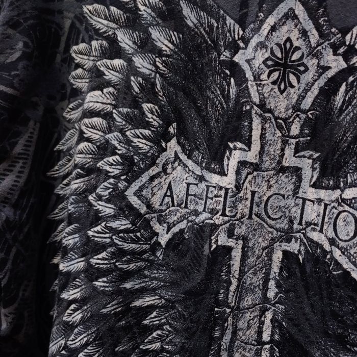 Affliction Y2K AFFLICTION BIG WINGS AND CROSS T SHIRT | Grailed