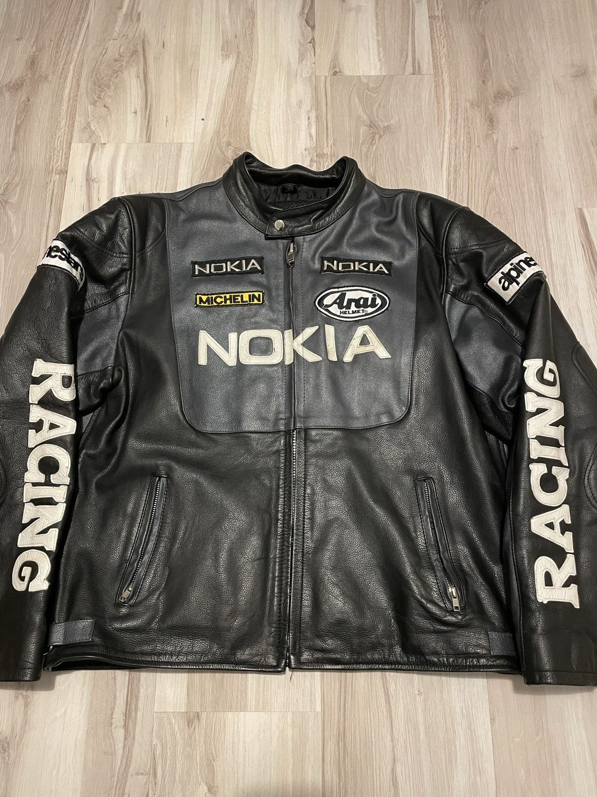 Leather Jacket × Racing × Vintage Nokia racing Vintage Real leather ...