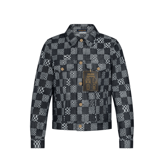 Louis Vuitton LOUIS VUITTON JACKET LEATHER MONOGRAM VARSITY DENIM ...