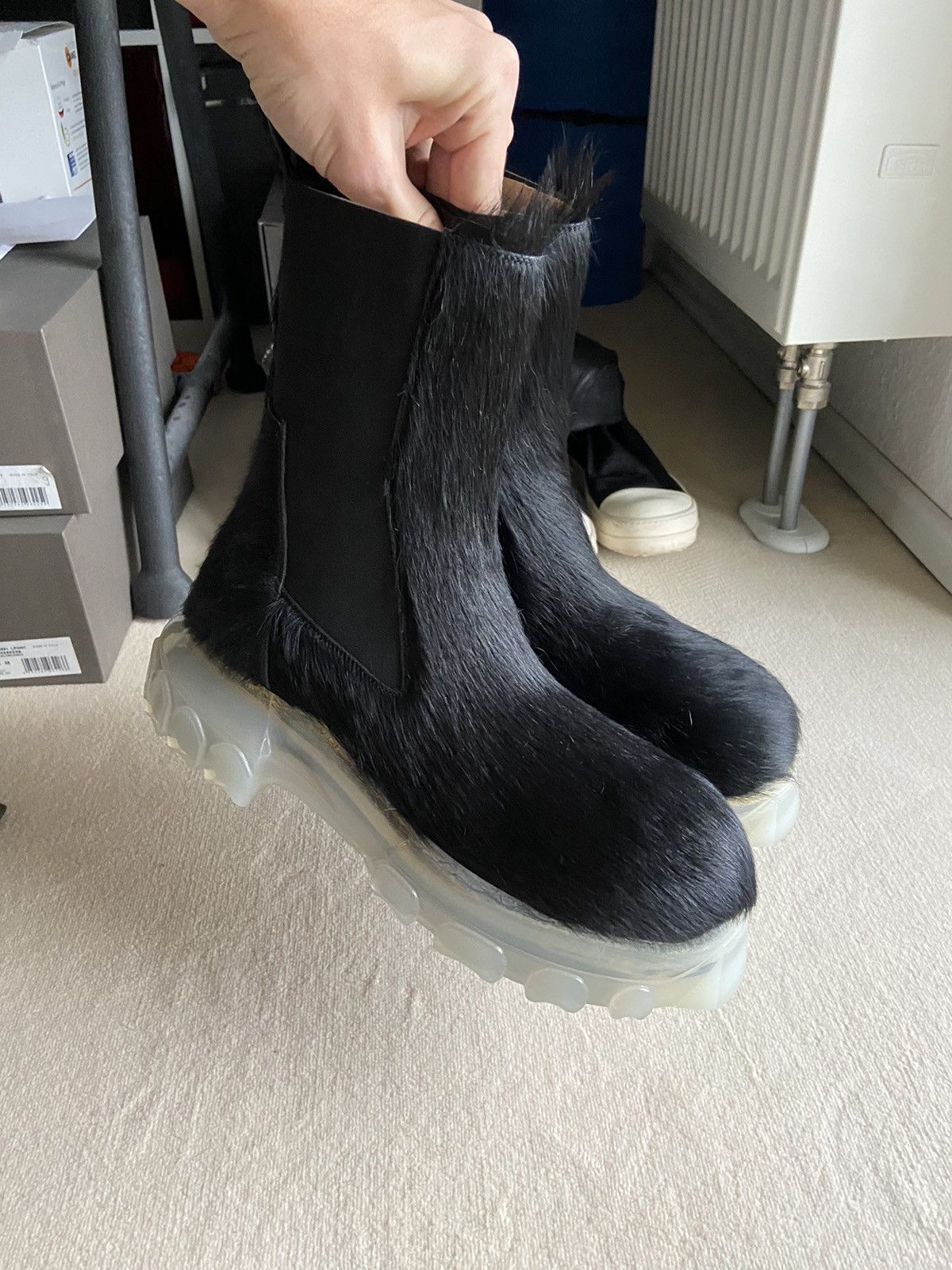 Rick Owens NEW | FW22 STROBE RUNWAY BEATLE BOZO TRACTOR FUR PONY HAIR ...