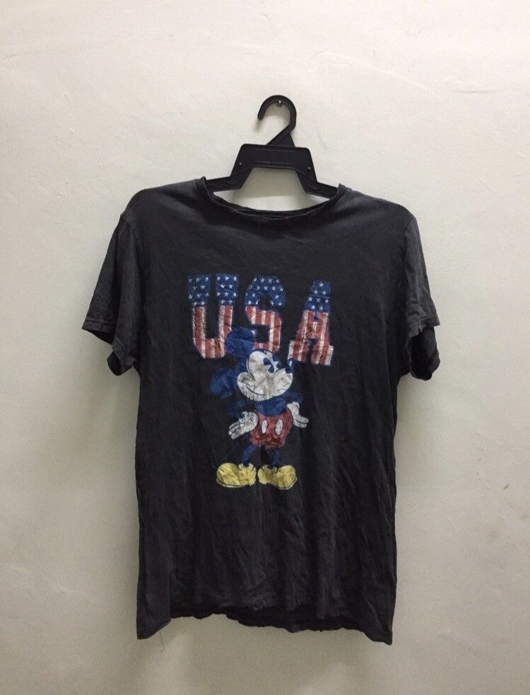 Vintage Vintage faded black Mickey Mouse USA spell out Tshirt | Grailed
