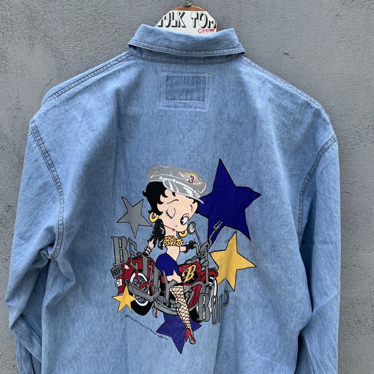 Vintage Vtg BETTY BOOP Button up Cartoon Vintage Denim Jeans Shirt ...