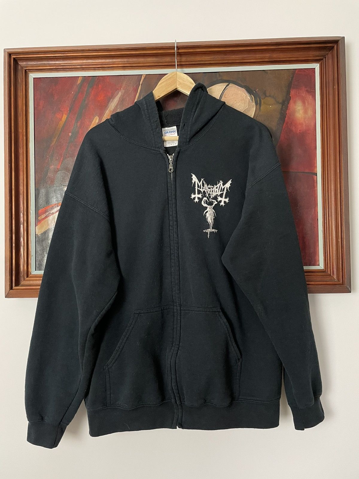 Vintage Mayhem Vintage Black Metal Band Zip Hoodie Rare Print Hype ...