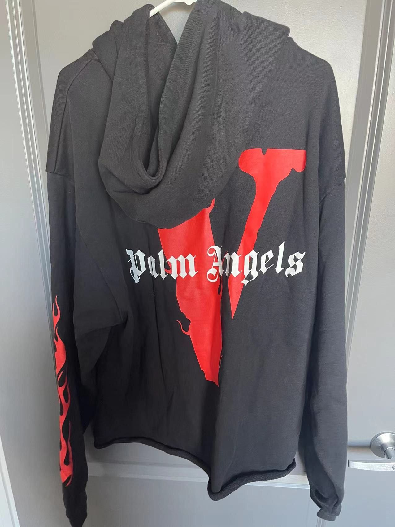 Vlone Vlone x Palm Angels Hoodie Black/Red | Grailed