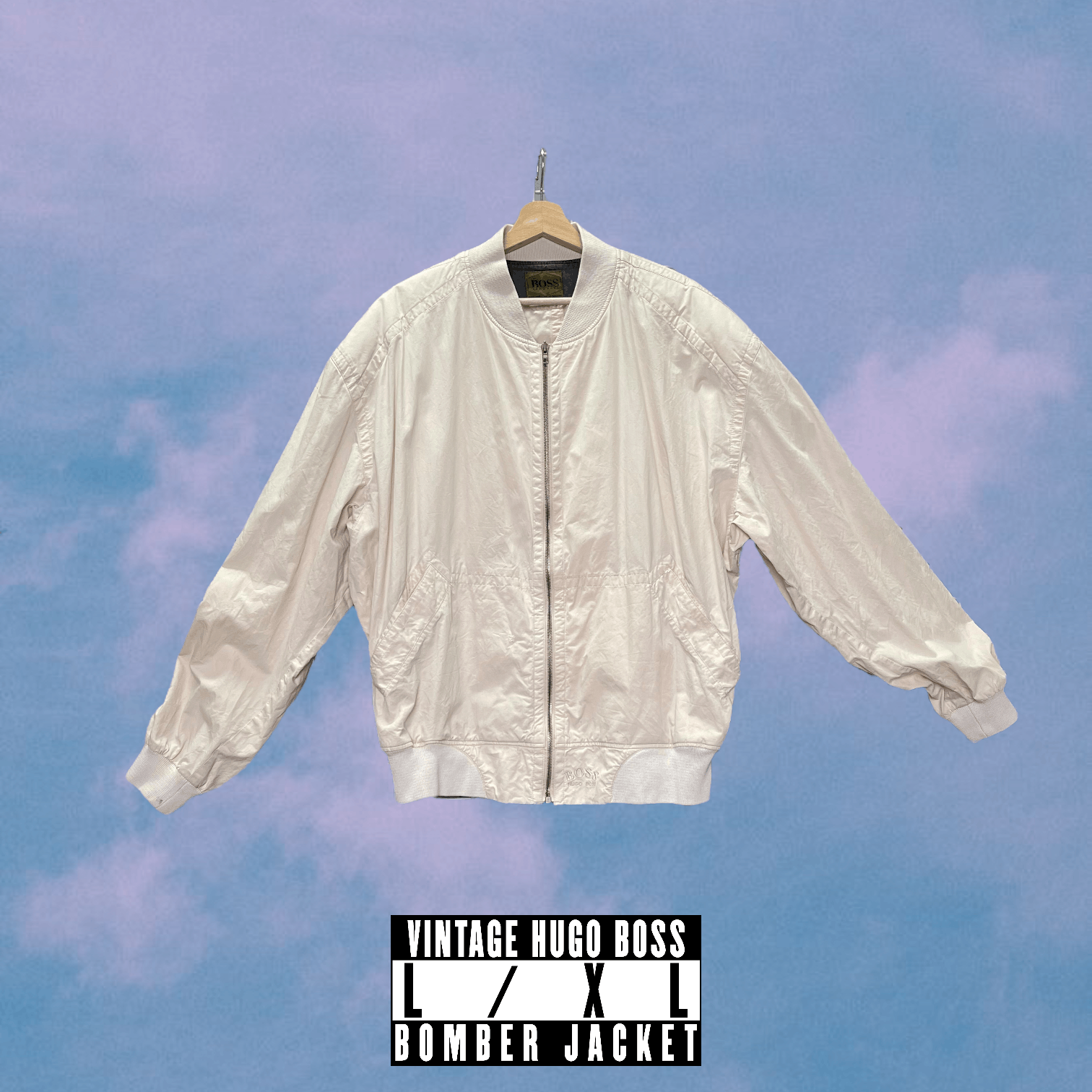 Hugo Boss Vintage Boss Cotton Varsity Bomber Jacket in Beige | Grailed