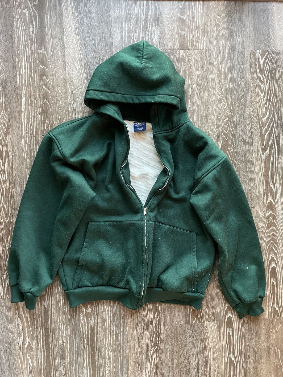 Blank × Streetwear × Vintage Vintage Forest Green Blank Zip Up Hoodie ...