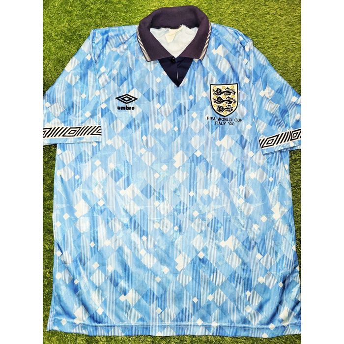 Umbro England Umbro 1990 WORLD CUP Third Blue Soccer Jersey M | Grailed