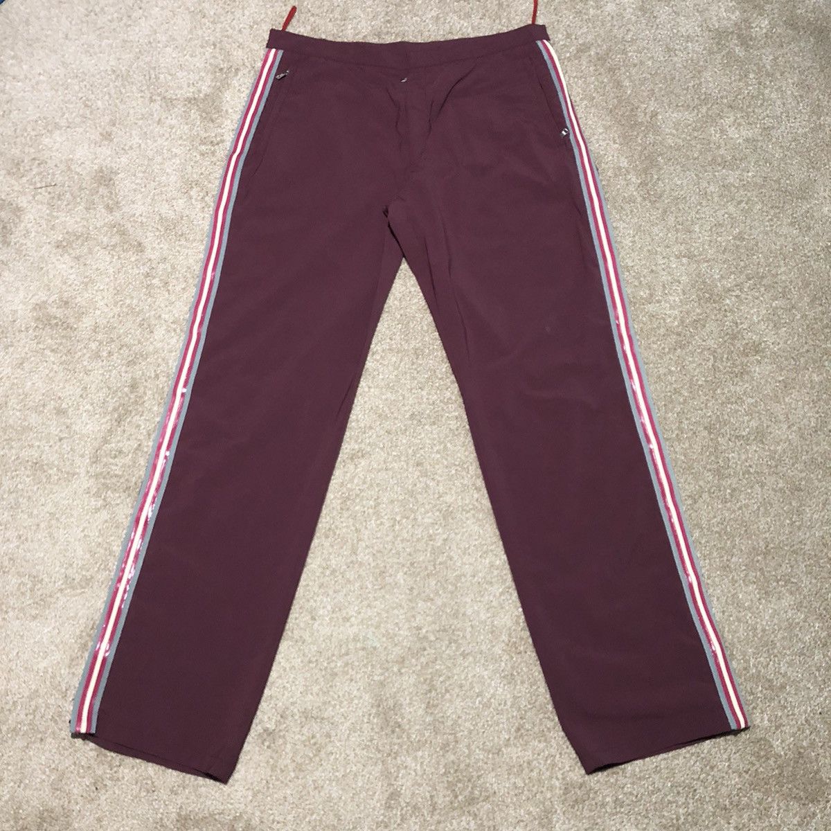 Prada PRADA BURGUNDY SIDE TRACK PANTS Y2K | Grailed