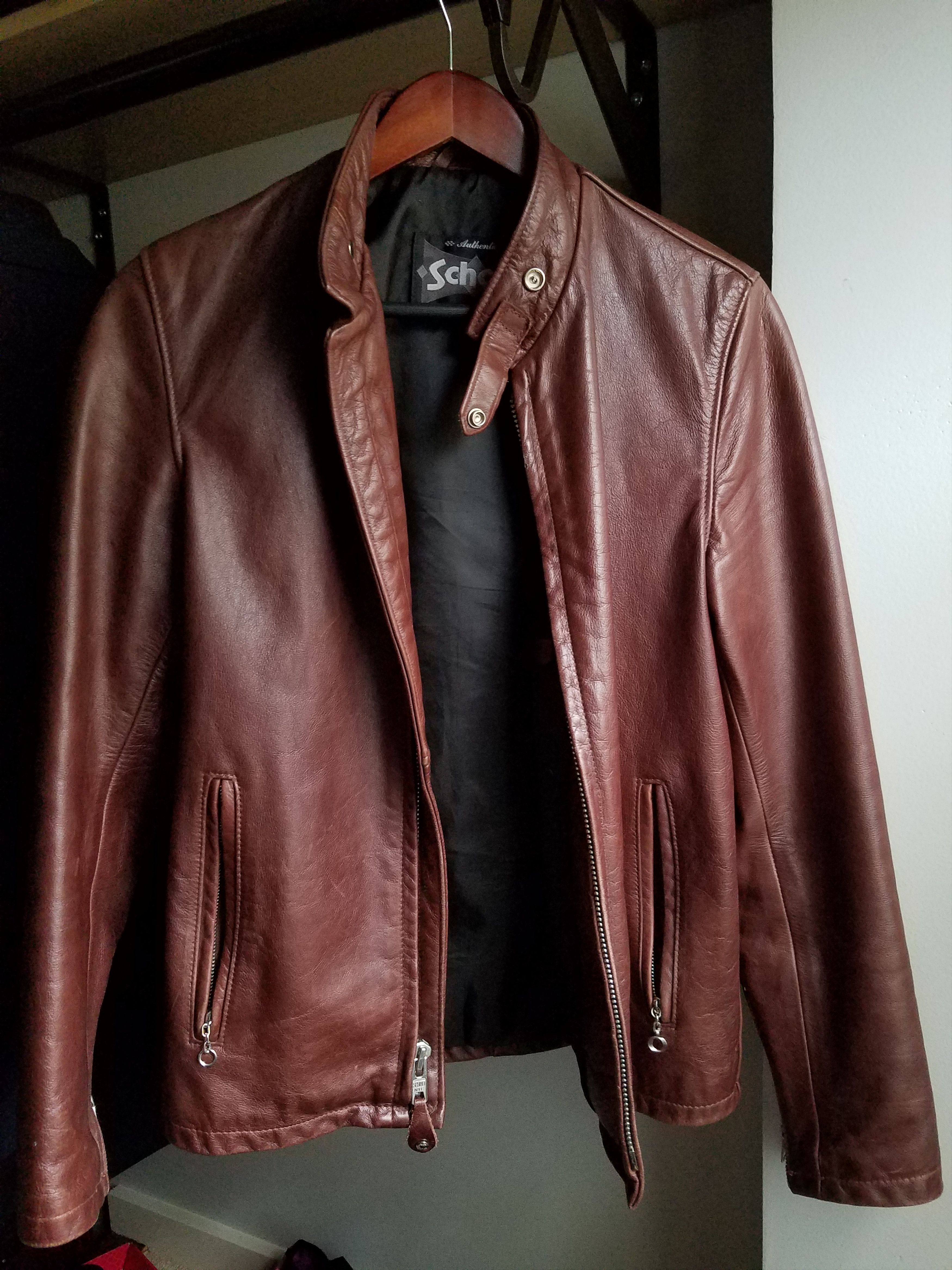 Schott Schott 654 Cowhide Racer Leather Jacket Black Cherry Brown | Grailed