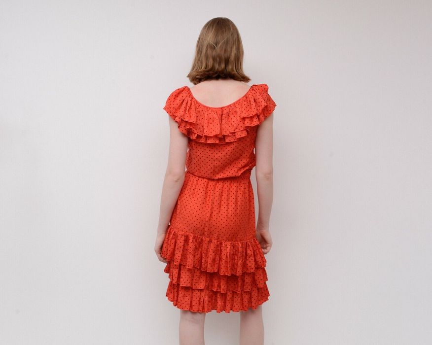 Vintage Silky Spanish Type Ruffle Dress Polka Dot Red Mexican | Grailed