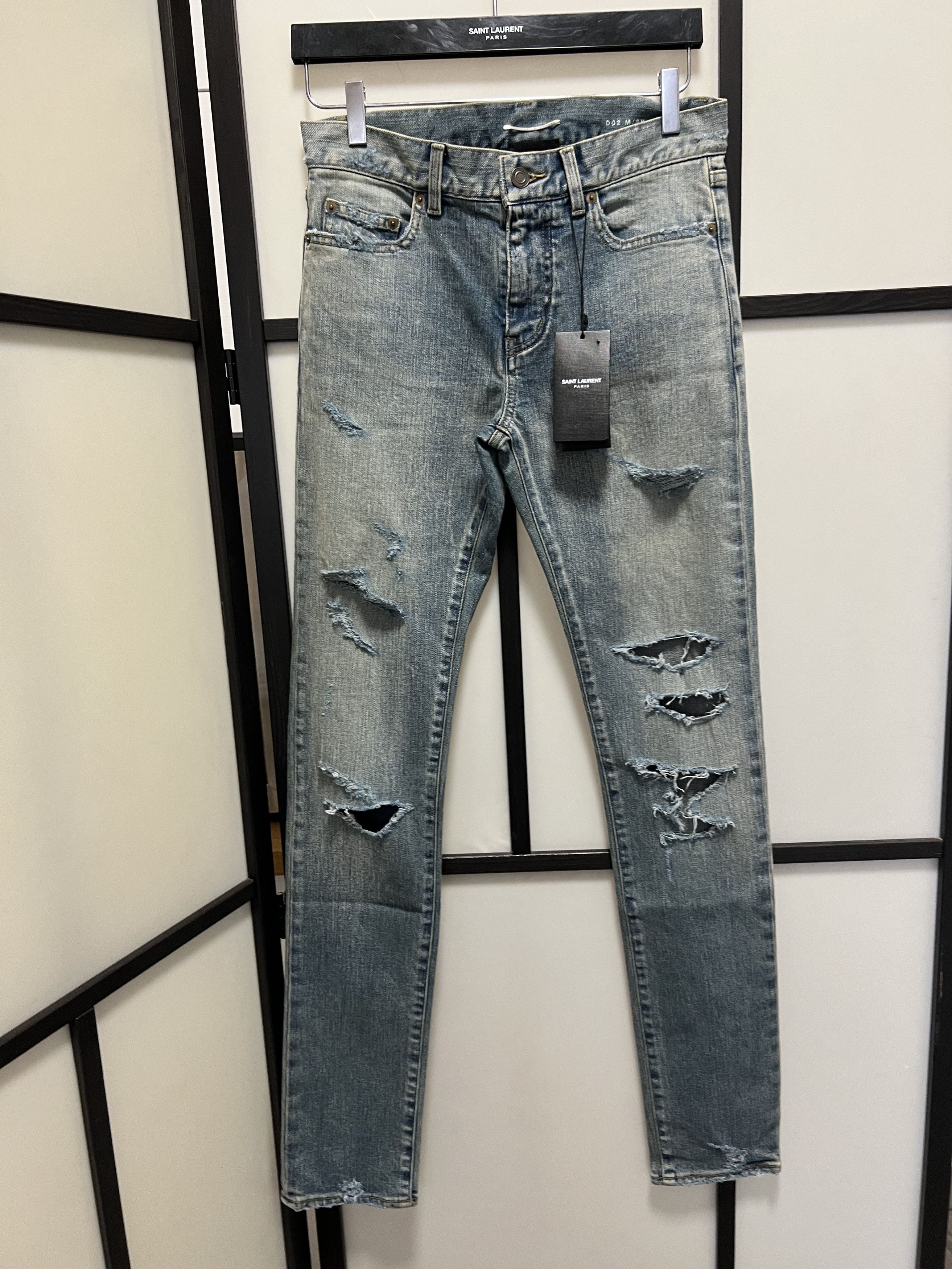 Hedi Slimane × Saint Laurent Paris RARE - FW15 Blue Trash Destroyed ...