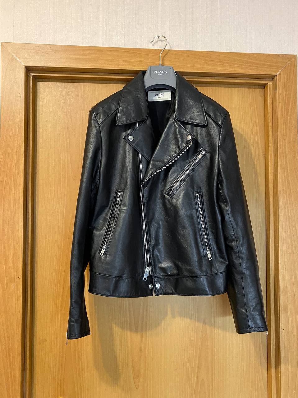 Celine SS19 Runway Leather Biker Jacket Padded Shoulders | Grailed