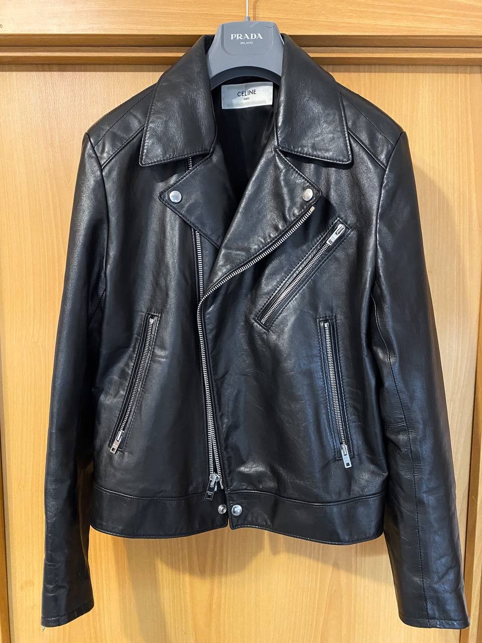Celine SS19 Runway Leather Biker Jacket Padded Shoulders | Grailed