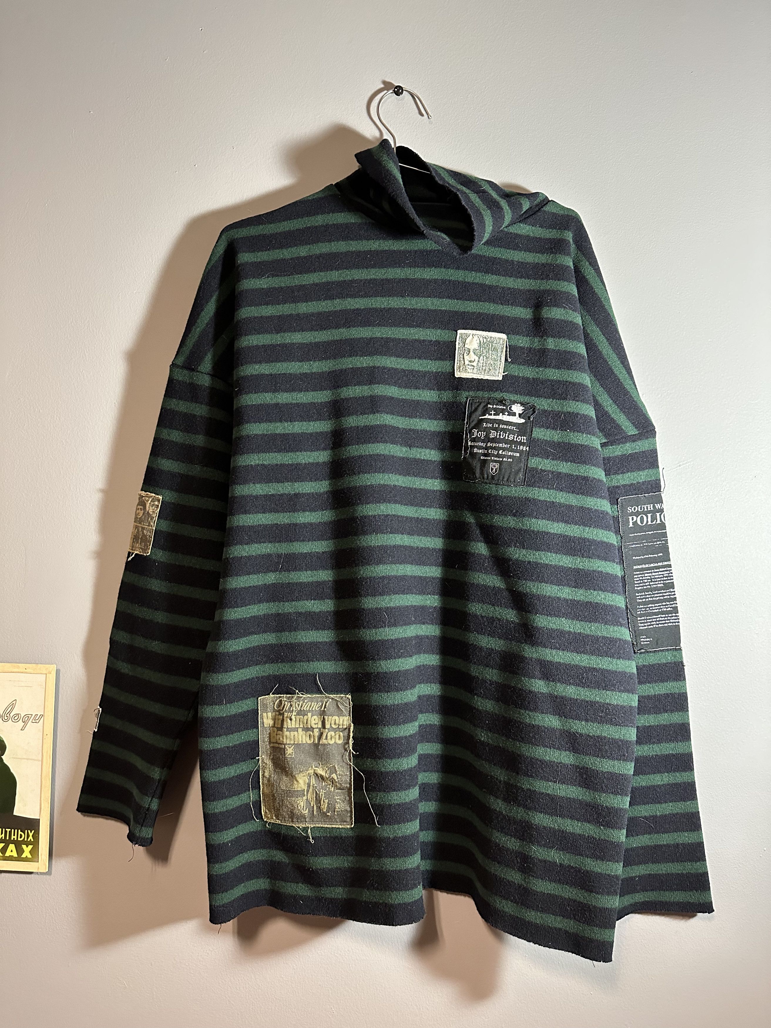 Raf Simons Raf Simons AW 2001 RIOT RIOT RIOT Striped Patch Sweater ...