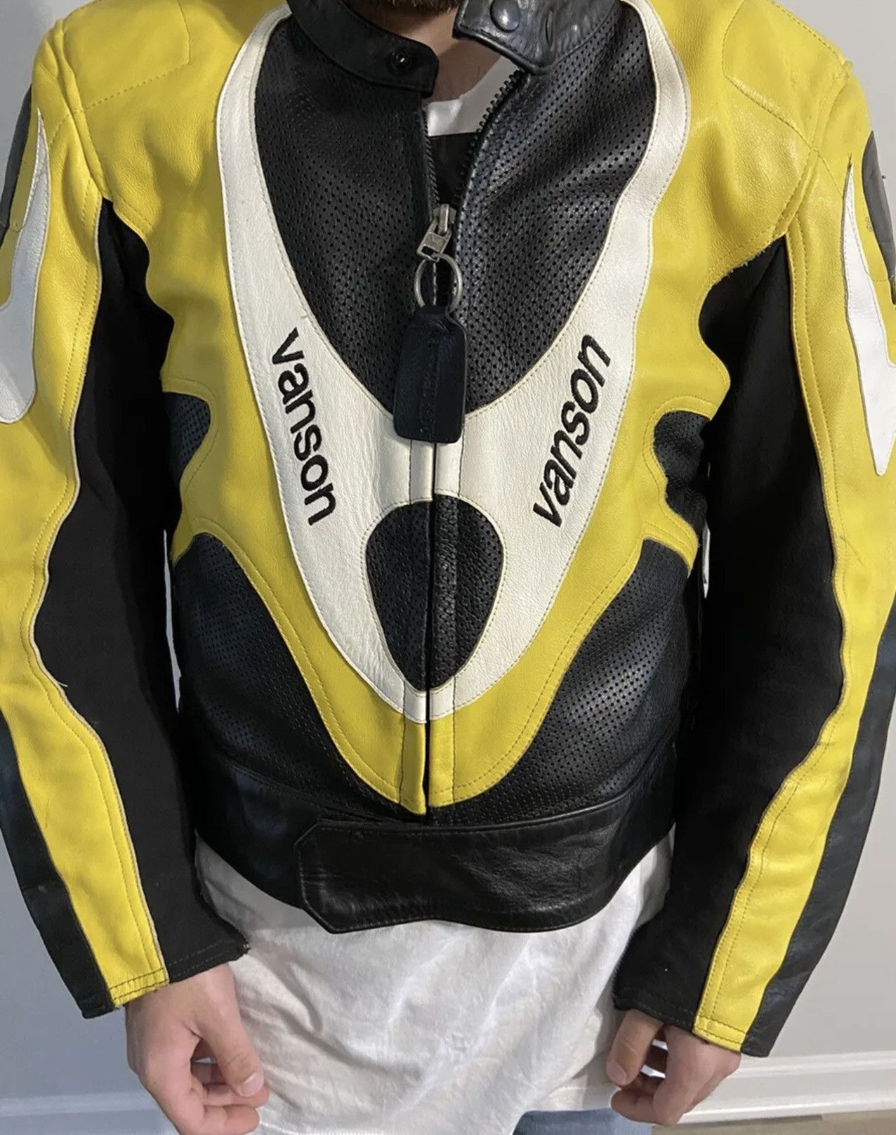 Vanson Leathers Vanson Leather Moto Jacket in Yellow & Black | Grailed