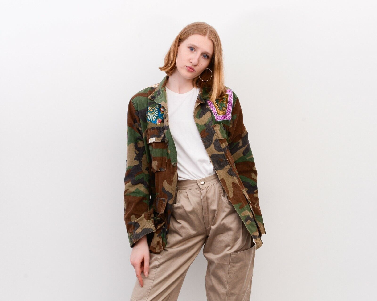 Vintage Military Patched Rework Woodland Surplus Combat Jacket Coat ...