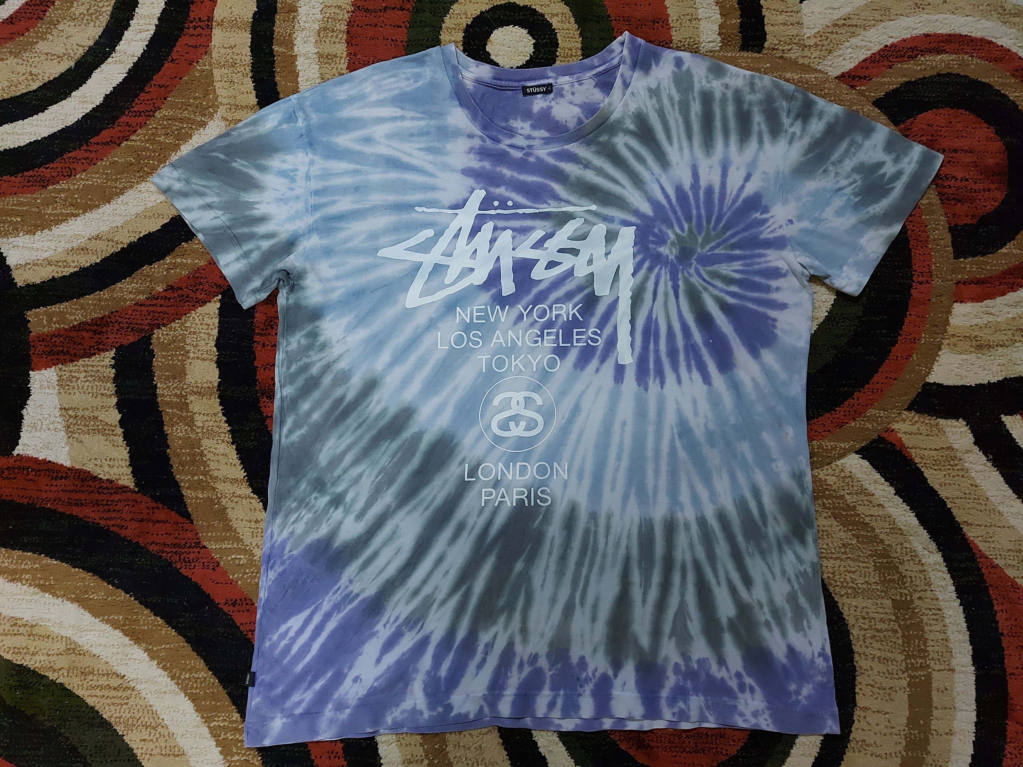 Streetwear × Stussy (B104) STUSSY - big logo tie dye | Grailed