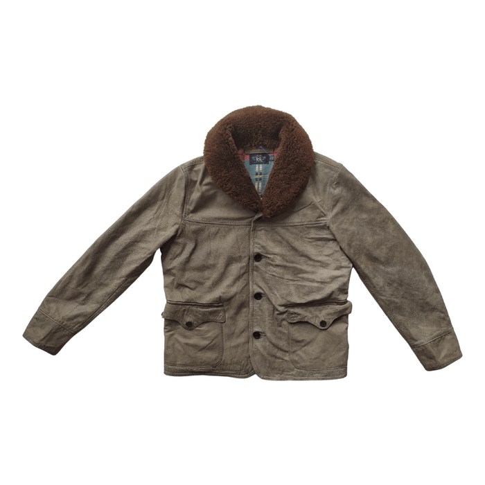 RRL Ralph Lauren DOUBLE RL MEN'S SHEARLING-COLLAR LEATHER JACKET $2400 ...