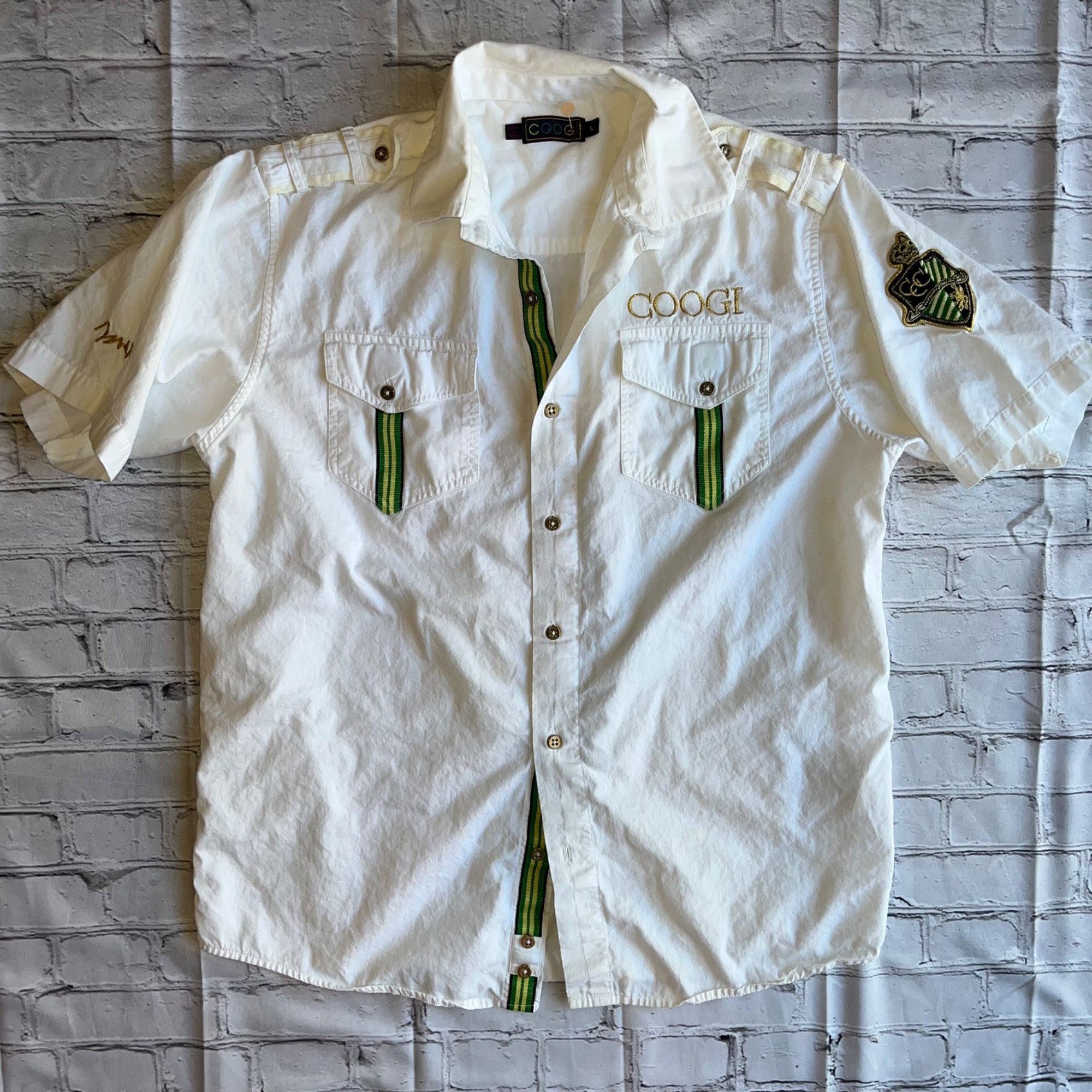 Coogi Coogi Large Mens Button Down Shirt White Eppaulets | Grailed